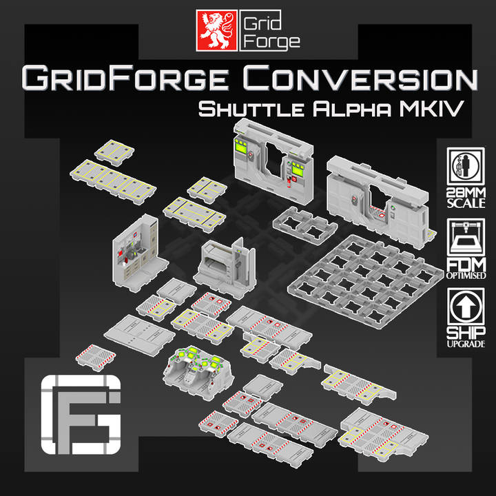 3D Printable GridForge - Conversion Shuttle Alpha MKIV by 2nd Dynasty